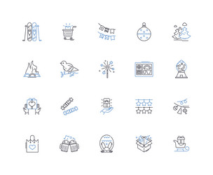 Solstice line icons collection sun daylight Vector Image