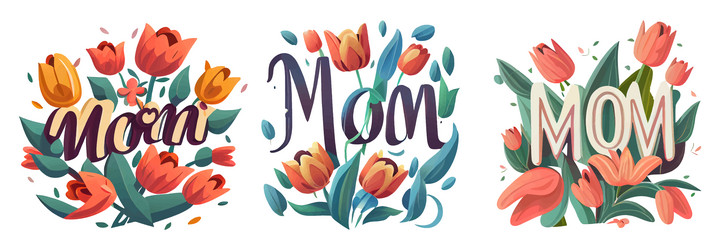 Set of group flower isolated Royalty Free Vector Image