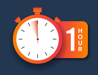 1 hour clock icon Royalty Free Vector Image - VectorStock
