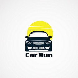 Car logo with sun background icon element Vector Image