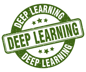 Deep learning stamp deep learning label round Vector Image