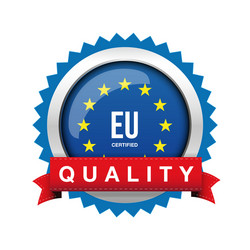 Made in eu quality certificate label with europe Vector Image