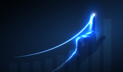 Growth rising success graph chart with a neon Vector Image