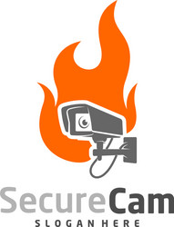 Cctv camera with fire icon logo design template Vector Image