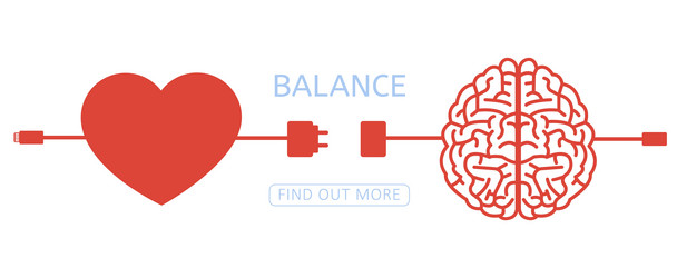 Stylized heart and brain scales Royalty Free Vector Image