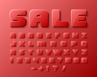 Red 3d font english alphabet and numbers sign Vector Image