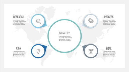 Outline infographic organization chart with 4 Vector Image