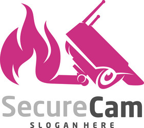 Cctv camera with fire icon logo design template Vector Image