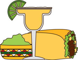 Mexican burrito tequila guacamole Royalty Free Vector Image