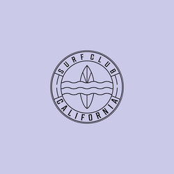 Surfing club island beach logo line art template Vector Image
