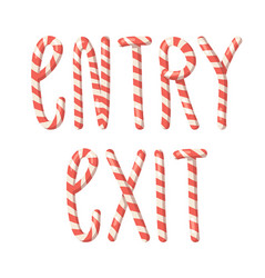 Cartoon christmas candy cane hand drawn font Vector Image