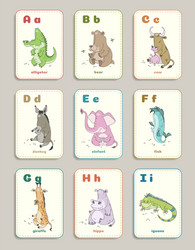 Cartoon alphabet with funny animals Royalty Free Vector