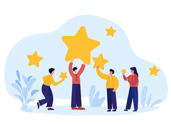 A of people holding stars Royalty Free Vector Image