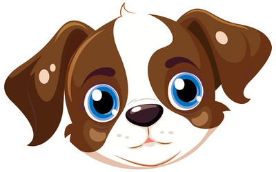 Cheerful dog face in cartoon style Royalty Free Vector Image