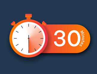 30 minutes clock icon Royalty Free Vector Image