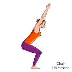Chair pose or fierce pose or utkatasana sketch Vector Image