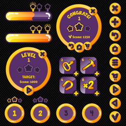 Game level icons medals stars ui badges trophy Vector Image