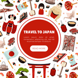Japan travel banner design with traditional Vector Image