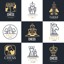 Chess championship logo design element Royalty Free Vector