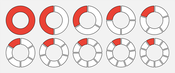Circle divided into 1-10 parts set in blue Vector Image