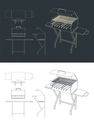 Barbecue grill blueprints Royalty Free Vector Image