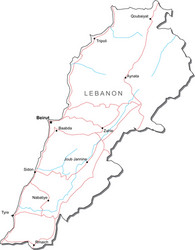 Lebanon editable outline map Royalty Free Vector Image