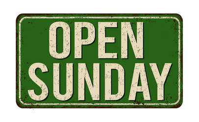 Open sunday vintage rusty metal sign Royalty Free Vector