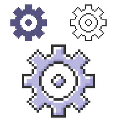 Pixel art gear logo icon design Royalty Free Vector Image