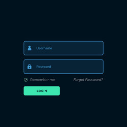 Dark login template ui design Royalty Free Vector Image