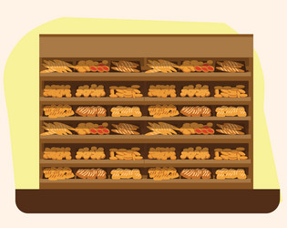 Supermarket bread shelf Royalty Free Vector Image