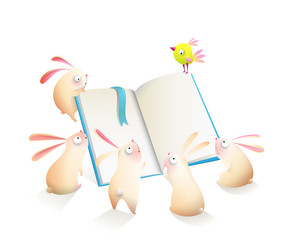 Kids showing open book Royalty Free Vector Image