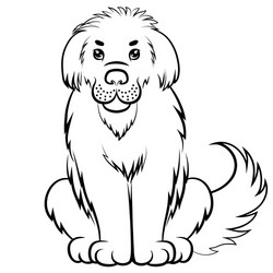 Fluffy Dog in Blooming Grass Royalty Free Vector Image