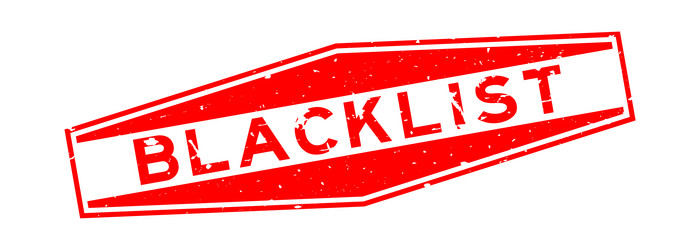 Grunge black blacklist word hexagon rubber seal Vector Image