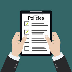 Policies board company policy check list Vector Image