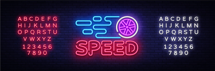 Speed night neon logo racing sign Royalty Free Vector Image