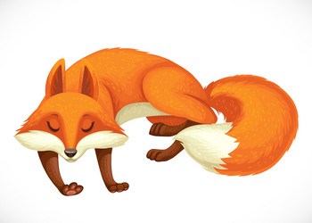 Cute cartoon orange fox isolated on white Vector Image