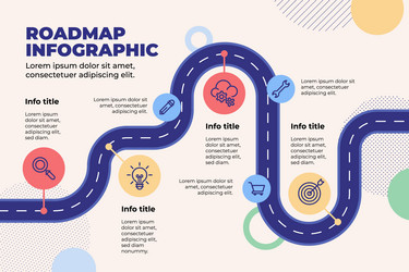Road route infographic line with step-by-step plan