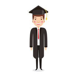 Cartoon boy graduation giving thumbs up Royalty Free Vector
