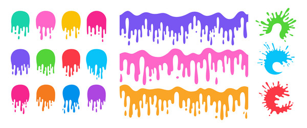 Splash paint splatter colorful cartoon set stain Vector Image