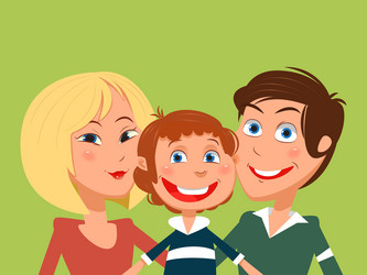 Boy playing family finger puppets Royalty Free Vector Image