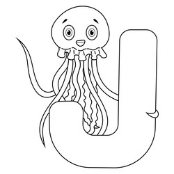 J letter for jelly fish Royalty Free Vector Image