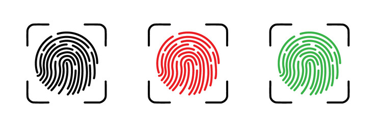 Fingerprint icon set identity thumbprint Vector Image