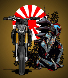 Rider front view red background Royalty Free Vector Image