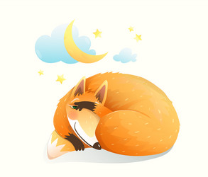 Watercolor sleeping fox Royalty Free Vector Image