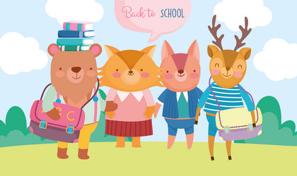 School animals students cute Royalty Free Vector Image