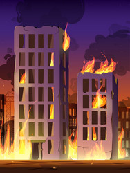 City in fire Royalty Free Vector Image - VectorStock