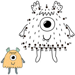 Connect the dots and draw a cute monster Vector Image