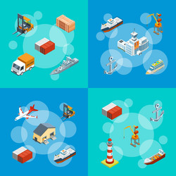 Logistics isometric set Royalty Free Vector Image