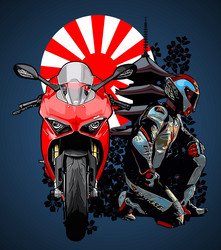 Rider front view red background Royalty Free Vector Image