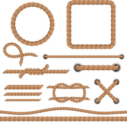 Realistic fiber ropes curve rope nautical cord Vector Image